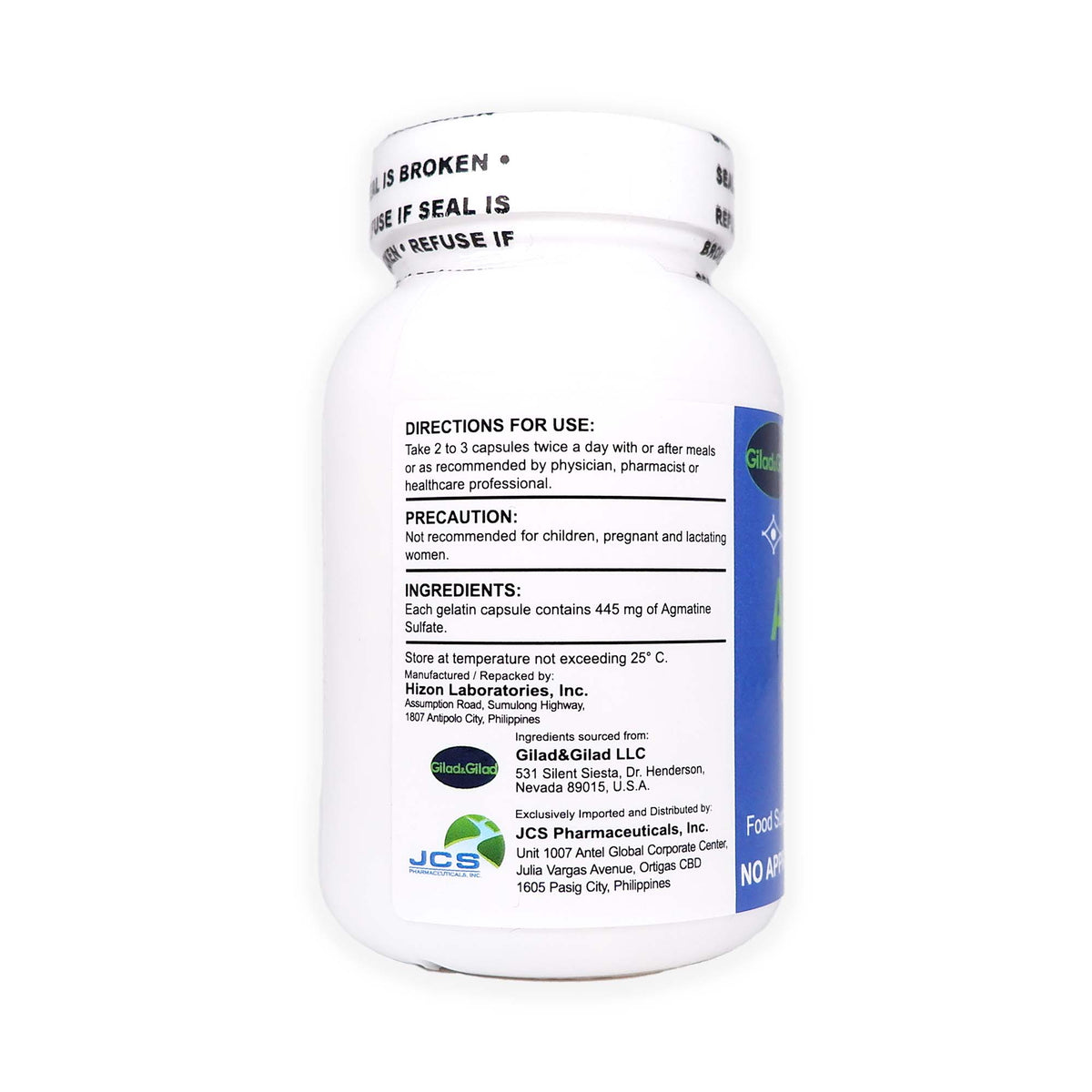 AgmaSet G-Agmatine Sulfate 120 Capsules – JCS Pharmaceuticals
